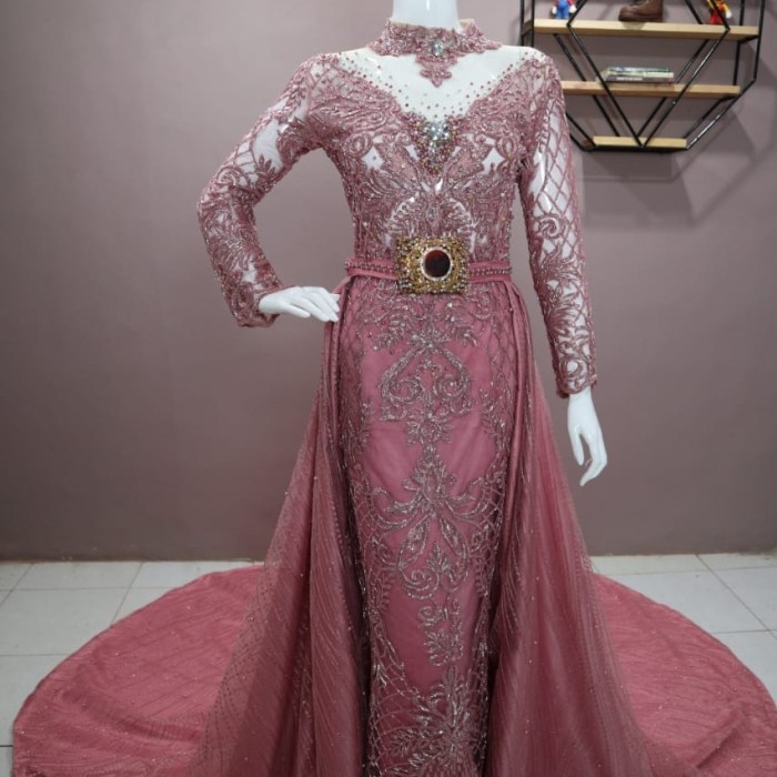Jual GAUN PENGANTIN AKAD KEBAYA FULL PAYET Dusty | Shopee Indonesia