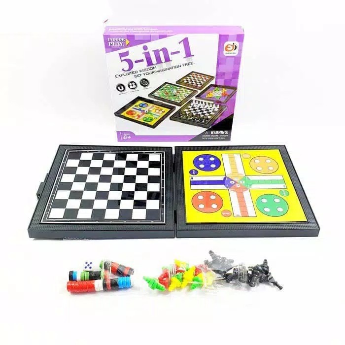 Jual Mainan Ular Tangga Magnet Board Game Catur Ludo Halma Draughts 5 ...