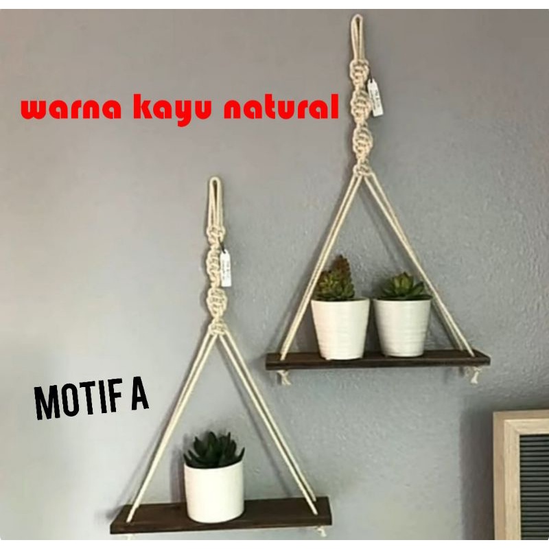 Jual macrame ambalan pot gantung rak gantung macrame WARNA KAYU NATURAL ...