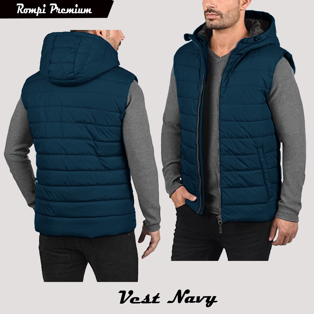 Jual Terbaru Rompi Pria Model Hiking Kupluk Polos - Jaket Rompi Premium ...