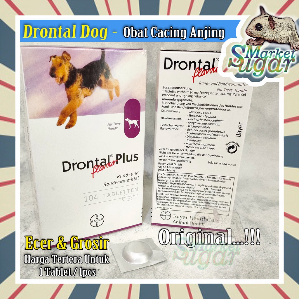 Jual Obat Cacing Anjing Tablet Drontal Plus Original Drontal Dog plus ...