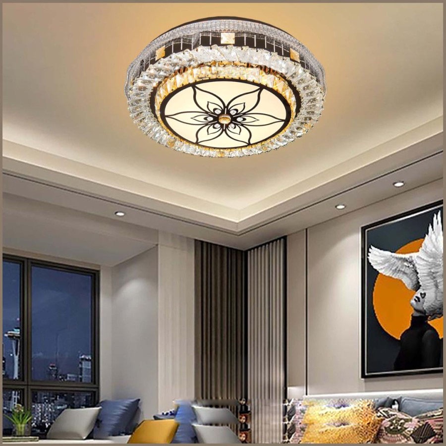 Jual Lampu hias tempel plafon MODERN CRYSTAL LED 3 sinar cahaya putih ...