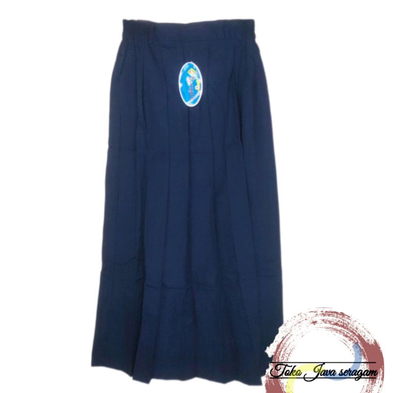 Jual Rok Seragam SMP Panjang Biru Dongker Navy Rempel MTs Merk Seragam ...
