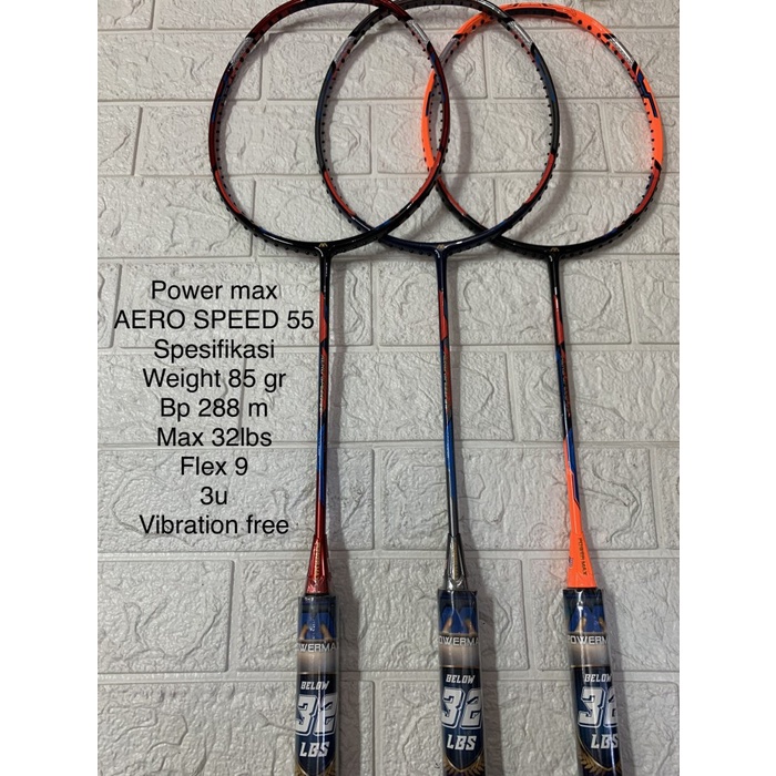Jual Raket Raket Badminton Power Max Aero Speed 55 + Senar Kuat 32Lbs ...