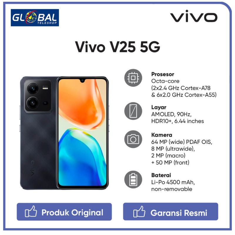 Jual Vivo V25 5G Smartphone (8GB/256GB) Garansi Resmi | Shopee Indonesia