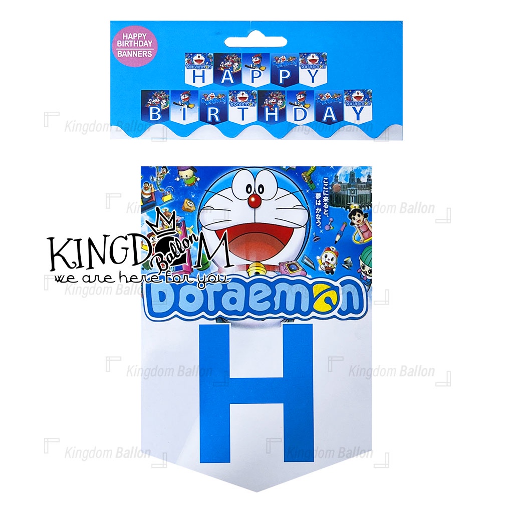 Jual Banner HBD Doraemon / Bunting Flag Doraemon / Party Flag Doraemon ...