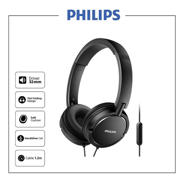 Jual Philips Headphone with Mic - SHL 5005 | Shopee Indonesia