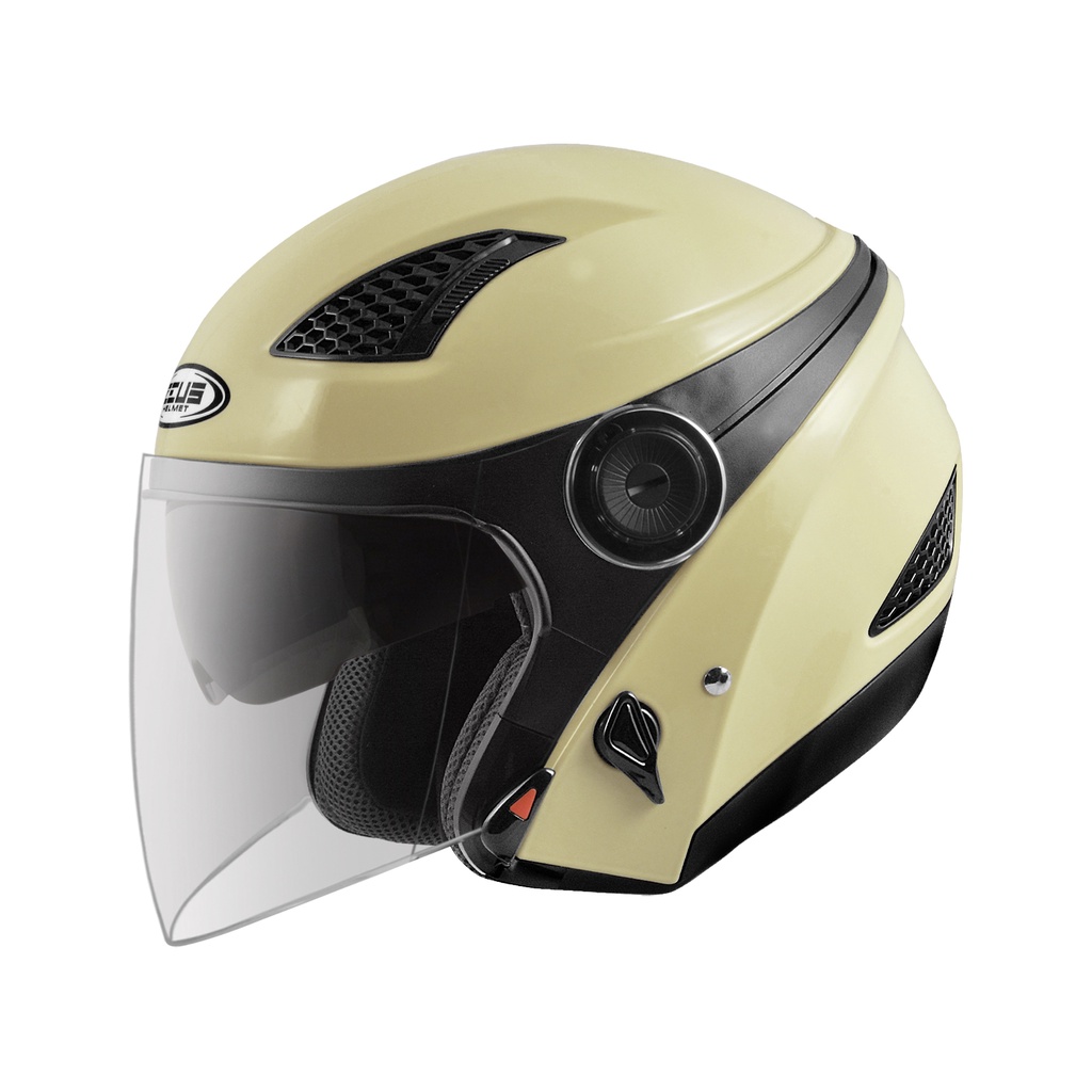 Jual ZEUS ZS 610 IVORY GLOSSY HALF FACE DOUBLE VISOR | Shopee Indonesia