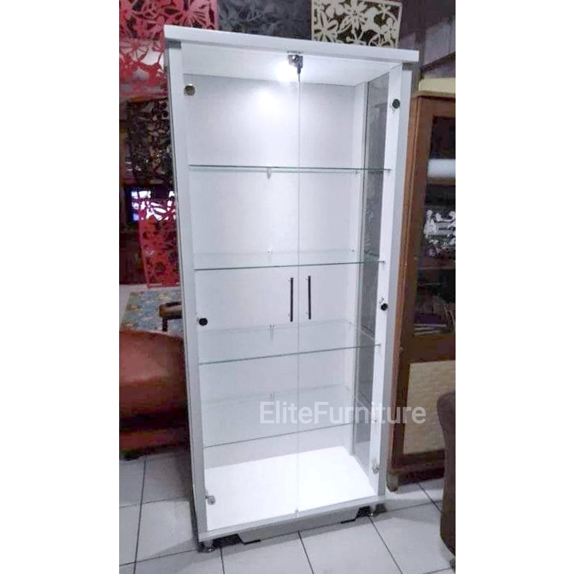 Jual Lemari Tas Kaca 2Pintu Kaki Stainless , Lemari Kaca Lampu , Lemari ...