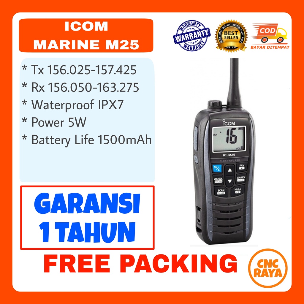 Jual HT ICOM Marine M25 VHF Made In Japan Garansi 1 Tahun Walkie talkie ...