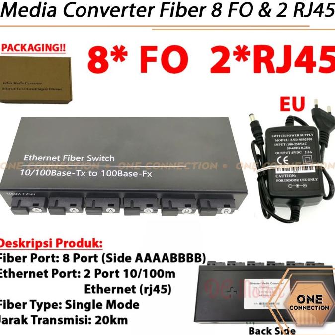Jual Media Converter 8 Port FO 2 Port LAN Switch Fiber Optic 8 FO SC 2 ...