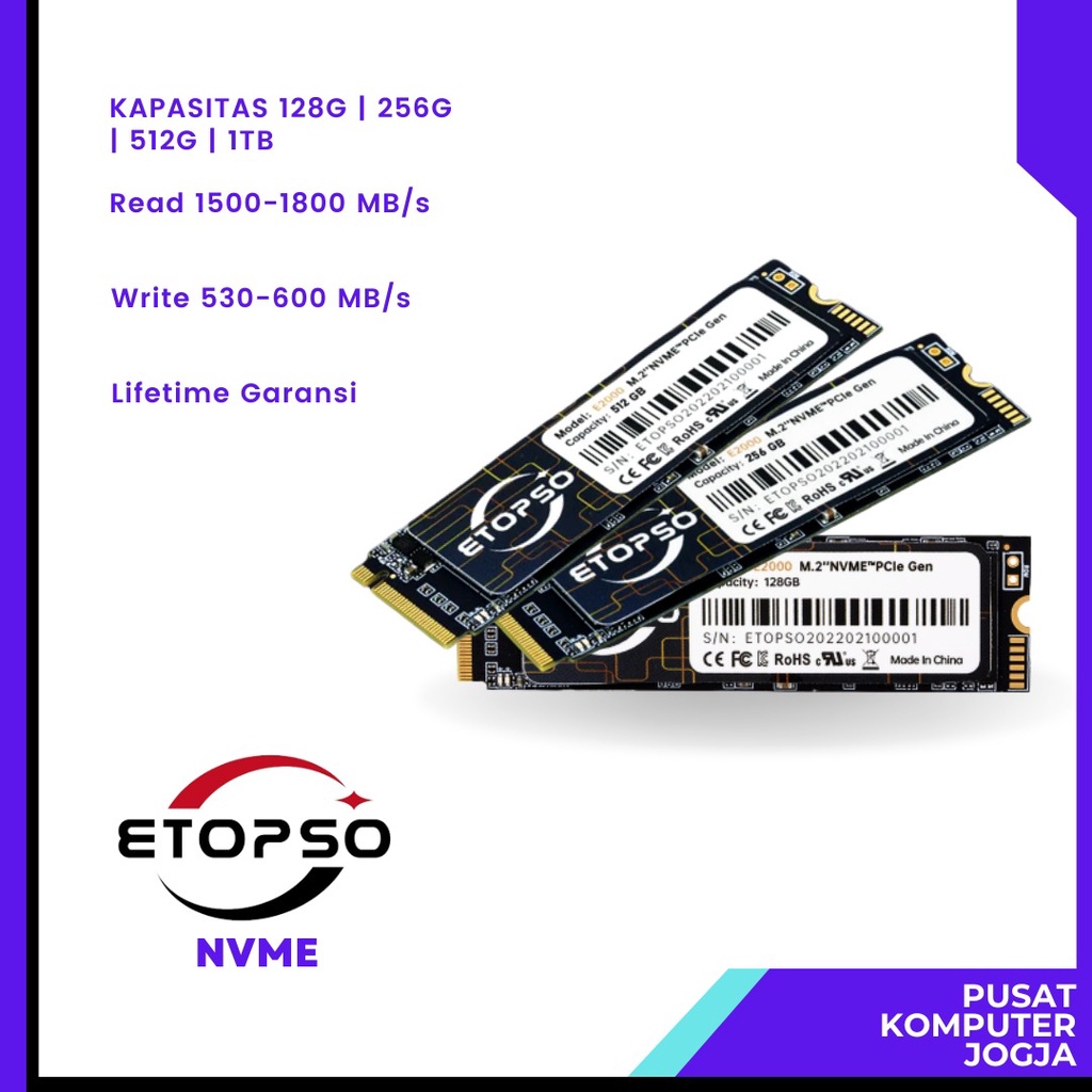 Jual SSD ETOPSO NVME M.2 PCIE 128GB 256GB 512GB 1TB Garansi Resmi 3 ...