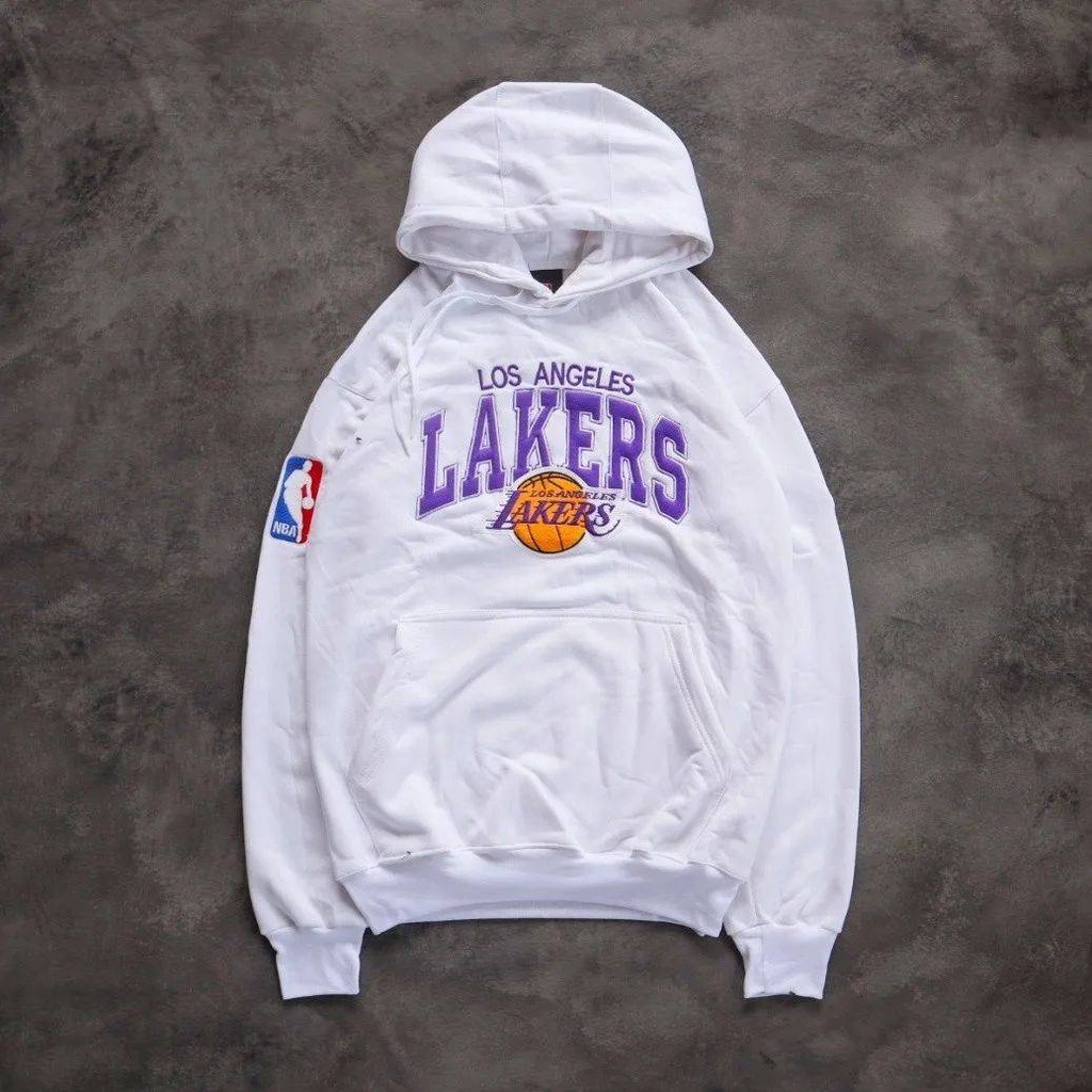 Jual Jaket Sweater Hoodie NBA Basket Ball Lakers Logo Bordir Premium ...
