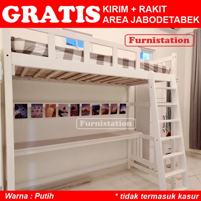 Jual Rangka Ranjang Tingkat Dengan Meja Belajar Kerja / Tempat Tidur ...