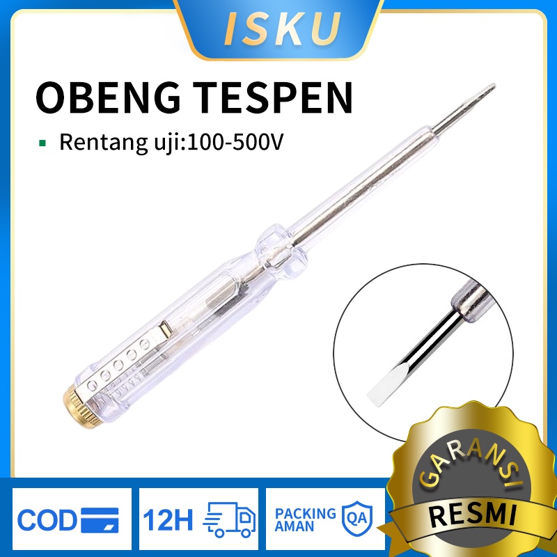 Jual ISKU Obeng Tespen 100-500 VAC 14cm Tester tegangan Listrik Obeng ...