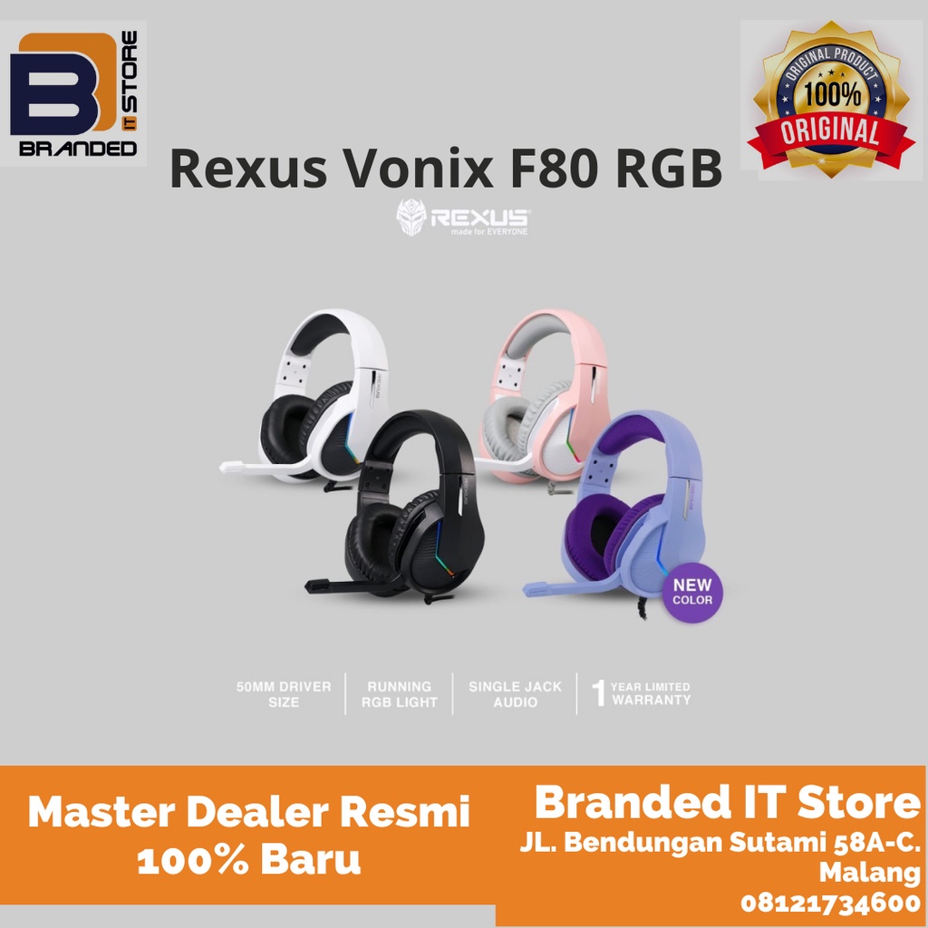 Jual Rexus Gaming Headset Vonix F-80 RGB - Headphone Rexus RGB F-80 F80 ...