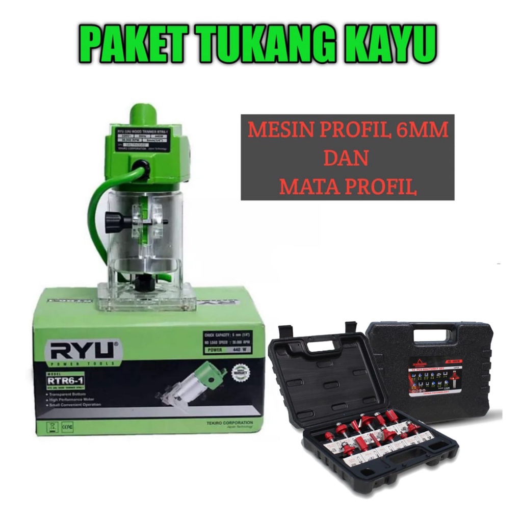 Jual Paket Mesin Profil RYU Mesin Router Trimmer 6mm Profil Kayu Wood ...