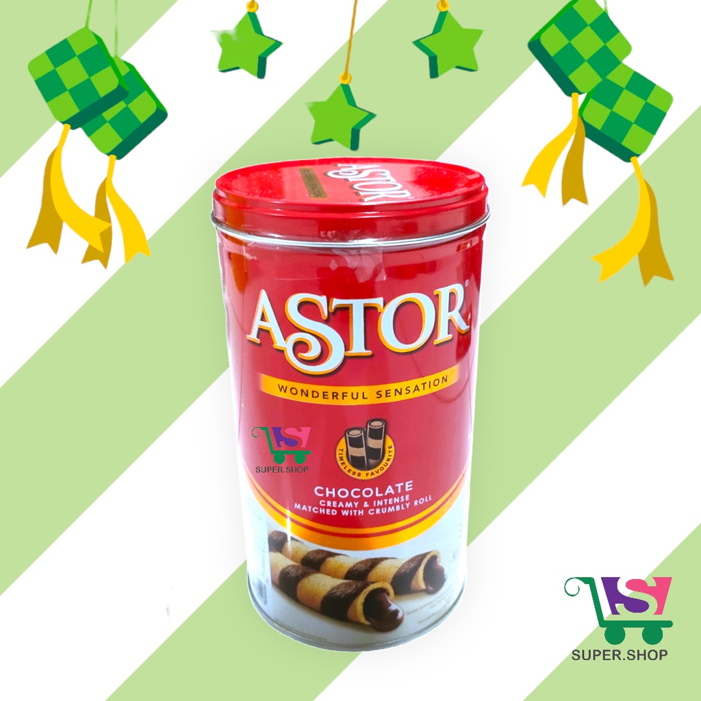 Jual Astor Double Chocolate Wafer Roll Stick Kaleng 330 Gram Kue ...