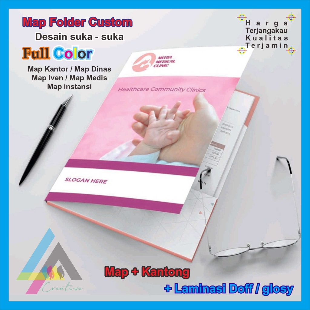 Jual CETAK MAP CUSTOM FOLDER F4 full color desain sesuai instansi map ...