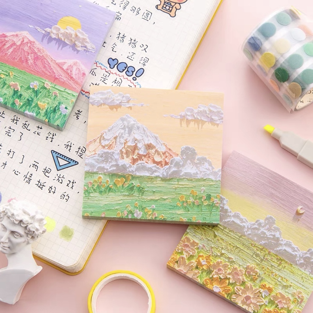 Jual 80 Lembar Sticky Notes Journal Aesthetic Gambar Landscape ...