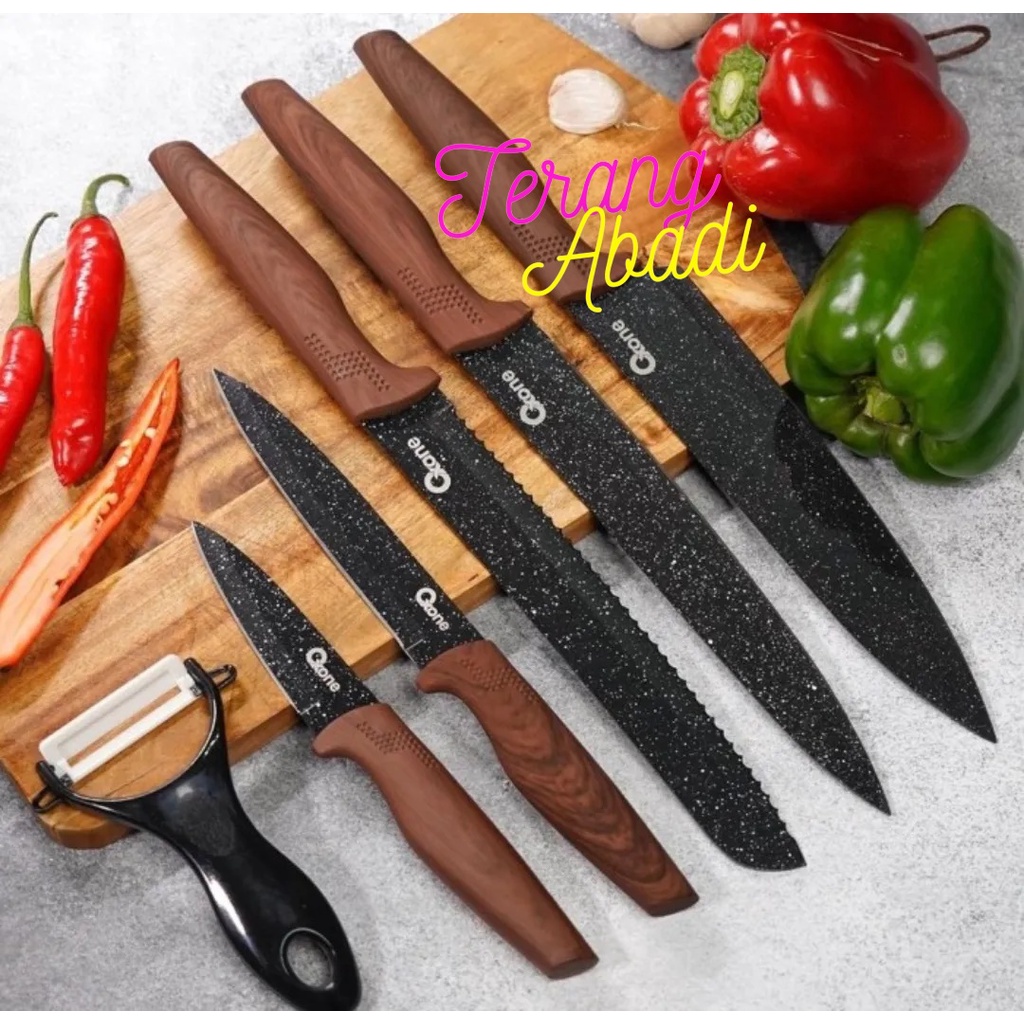 Jual Pisau Set Oxone OX 605-T Oxone Black Marble Pisau Dapur Knife Set isi 6 Pisau Dapur Debm ...