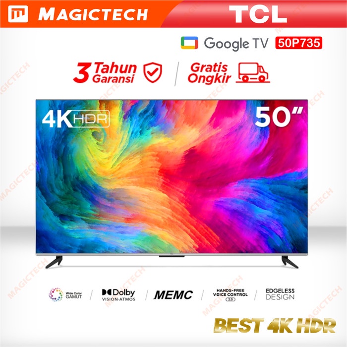 Jual TV LED TCL 50 INCH 50" SMART GOOGLE TV DOLBY ATMOS 4K UHD HDR ...