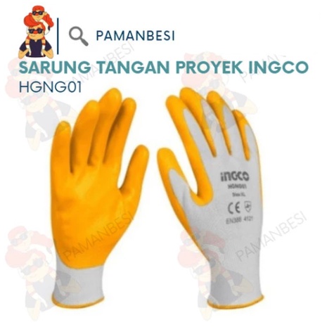 Jual Sarung Tangan Kerja Proyek Industri Nitrile Safety Gloves INGCO ...
