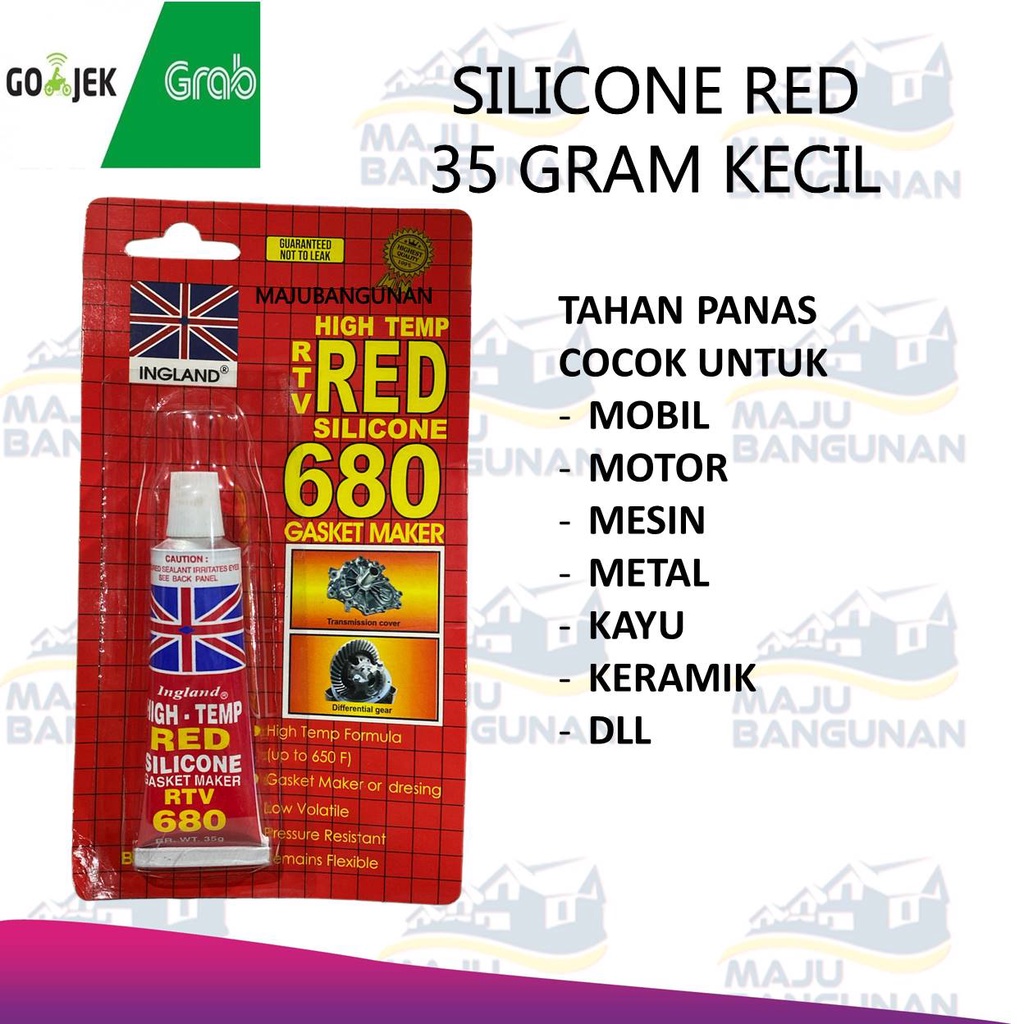 Jual LEM AUTO SEALER MERAH SILICONE RED 35gram INGLAND HIGH TEMP HIGH ...