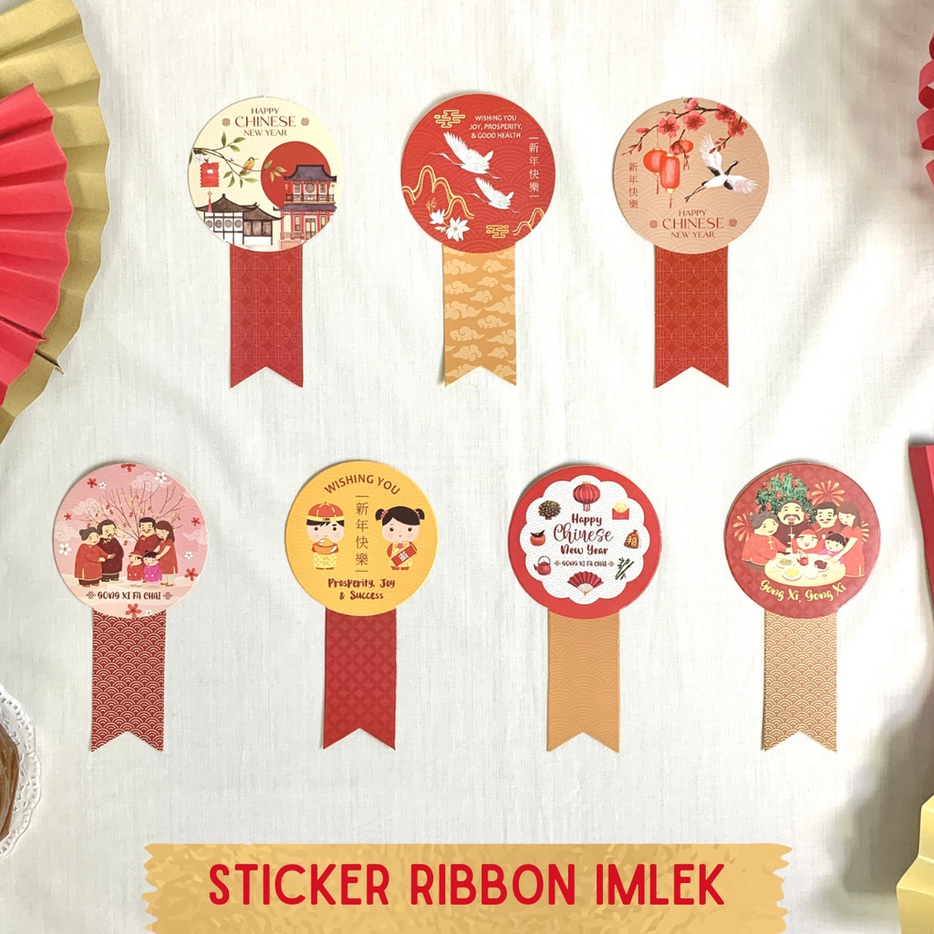 Jual Sticker Segel Ribbon Packaging Toples Kue Imlek - 7,5 x 14 cm ...