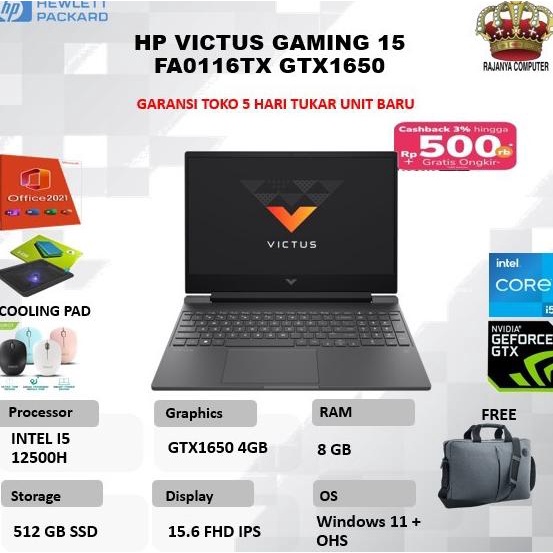 Jual HP VICTUS GAMING 15 FA0116TX GTX1650 4GB/ I5 12500H 8GB 512SSD W11+OHS | Shopee Indonesia