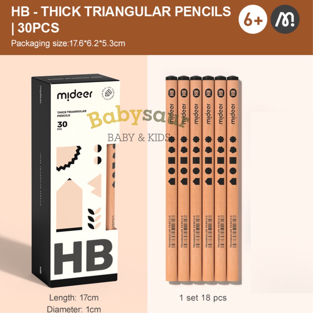 Jual Mideer Thick Triangular Pencil 2B 4B 6B Alat Tulis Pensil Segitiga ...