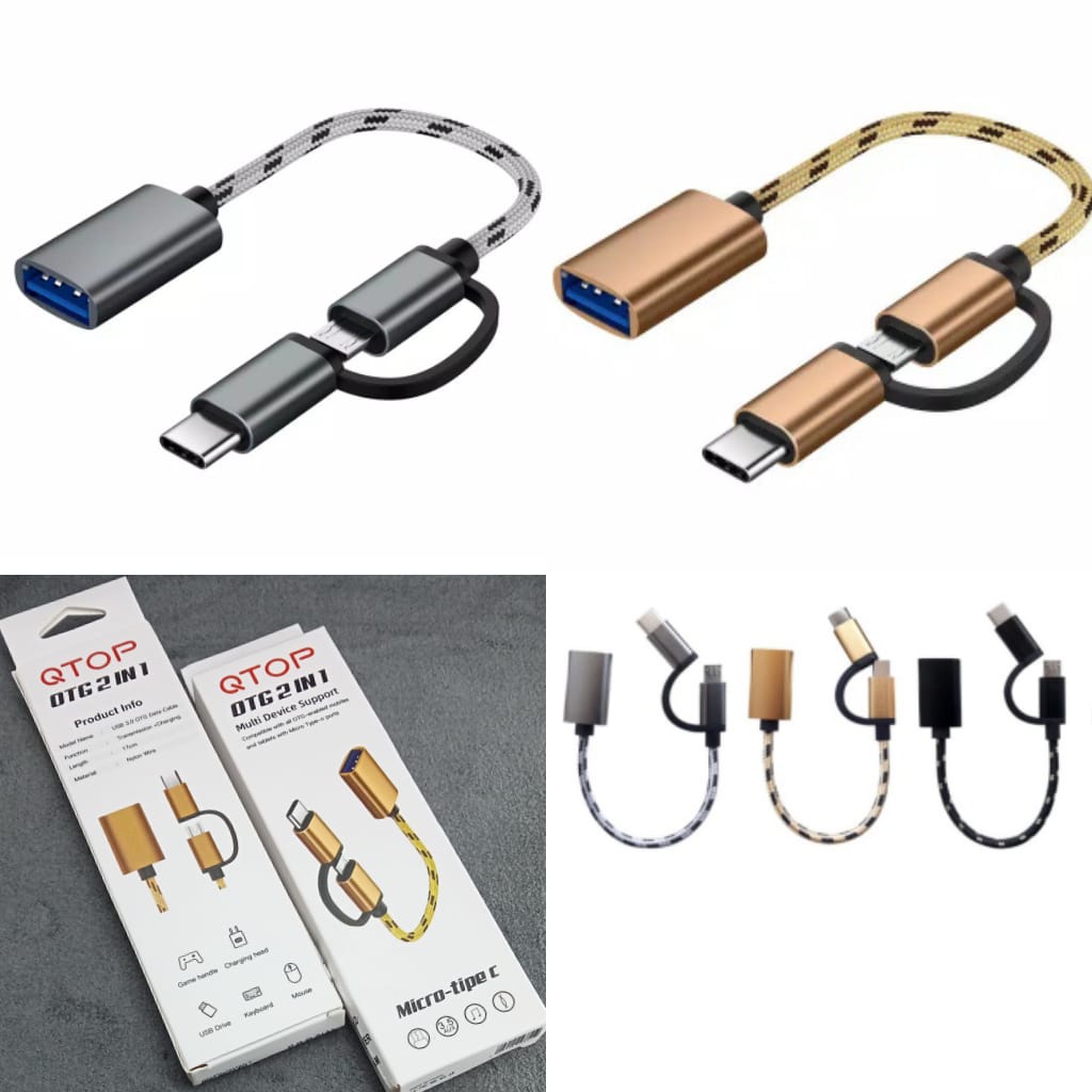 Jual Qtop Kabel OTG 2 in 1 Multifungsi Hight Speed USB Micro Dan type C ...