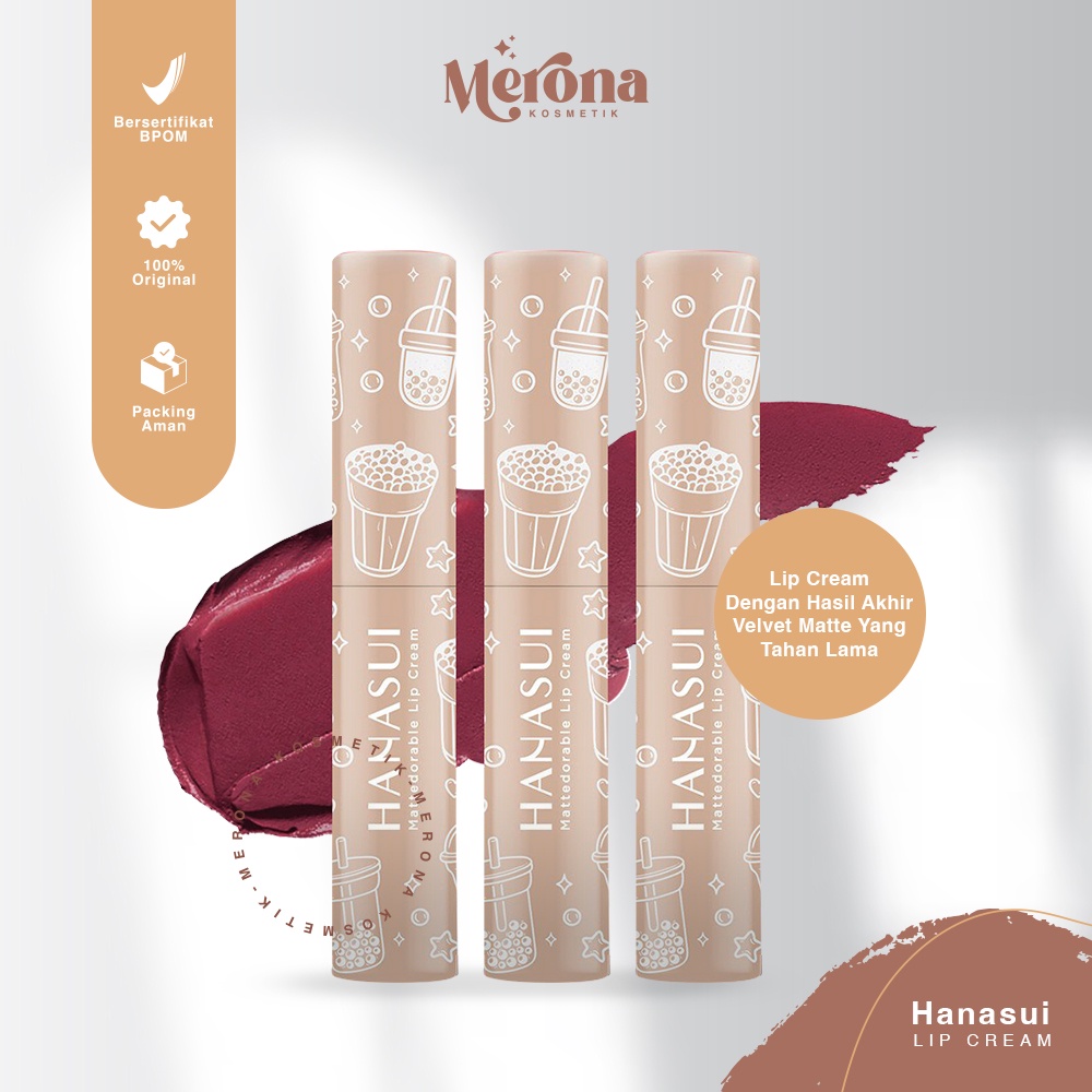Jual HANASUI MATTEDORABLE LIP CREAM BOBA EDITION LIPCREAM BOBA SERIES ...