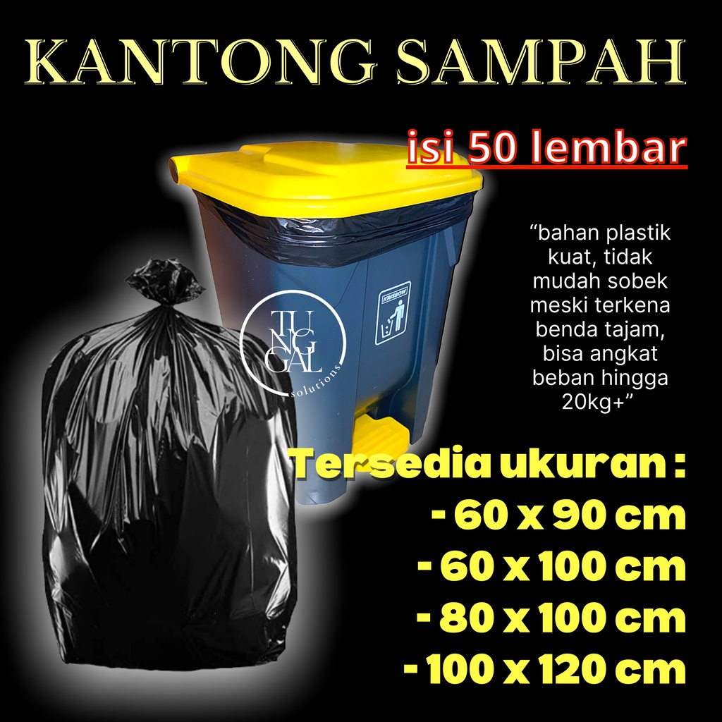 Jual Kantong Sampah Hitam - Trash Bag Hitam. Ukuran 60x90 cm, 80x10 cm, 100x120 cm. Kresek ...