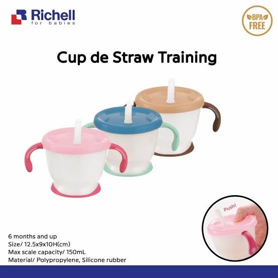 Jual RICHELL Cup De Straw Training Mug 150 ml | Shopee Indonesia