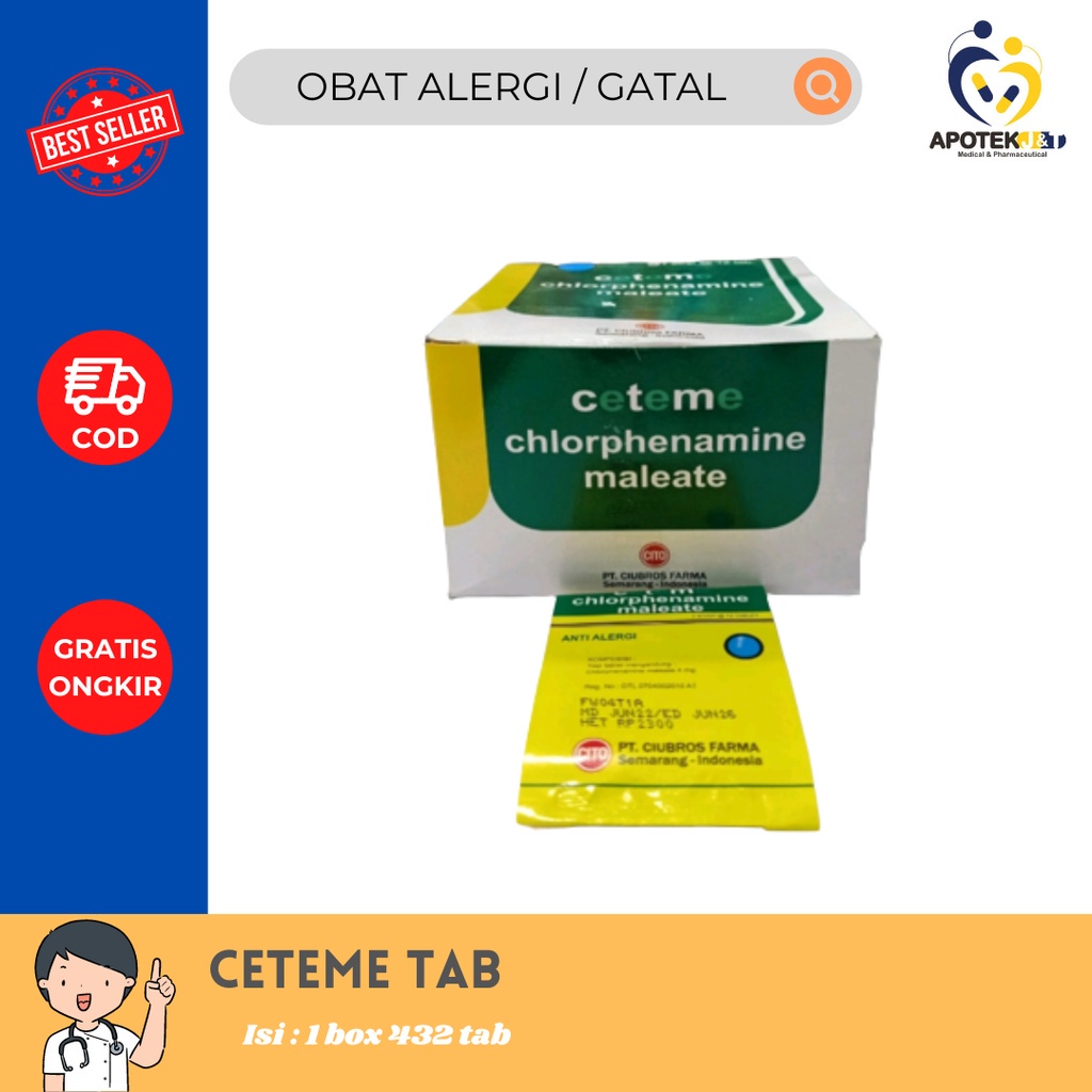 Jual CETEME PER BOX CITO / CTM TABLET OBAT GATAL / ANTI ALERGI ISI 36 ...