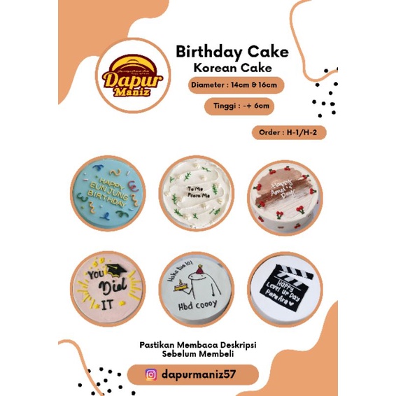 Jual Korean Cake / Birthday Cake / Cake Diameter 14cm / Cake Diameter ...