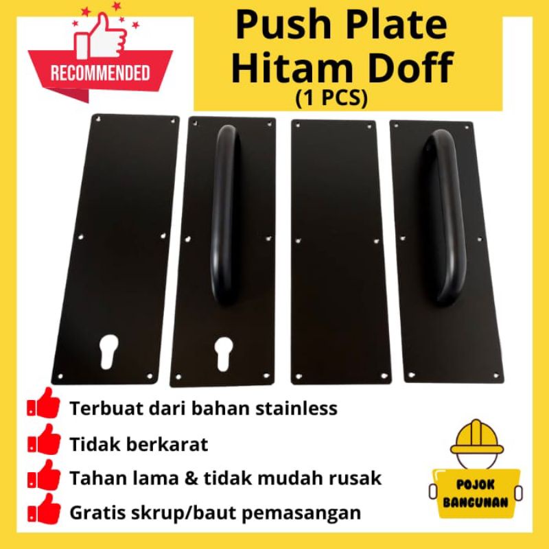 Jual PUSH PLAT HANDLE PINTU PULL PLATE PUSH PLAT STAINLESS STEEL HITAM ...