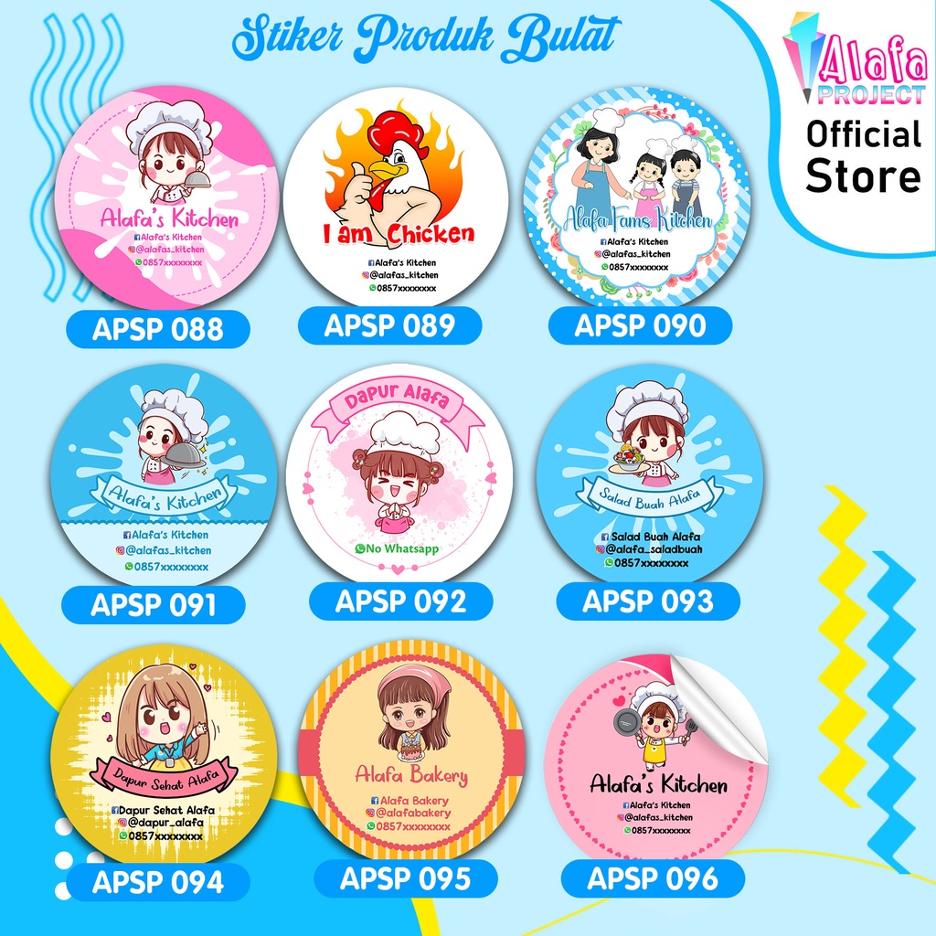 Jual Alafaproject 088-096 Stiker Label Bulat Makanan | Stiker Produk ...