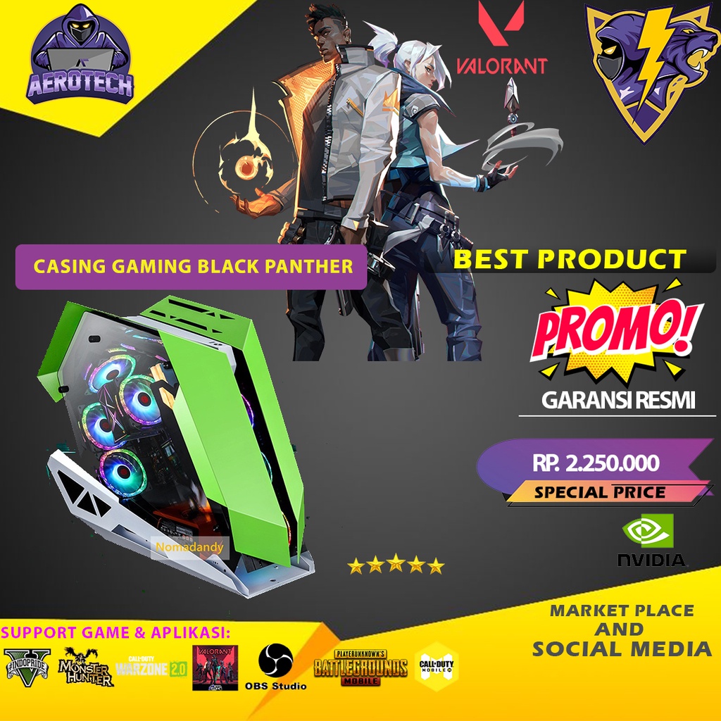 Jual CASING GAMING BLACK PANTHER ROBOT INCLUDE FAN 6 RGB | Shopee Indonesia