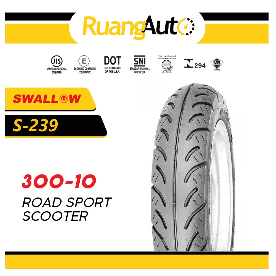 Jual BAN LUAR TUBETYPE SWALLOW UKURAN | 300 | RING 10 S-239 TUBETYPE | VESPA | BAN VESPA | MOTOR ...