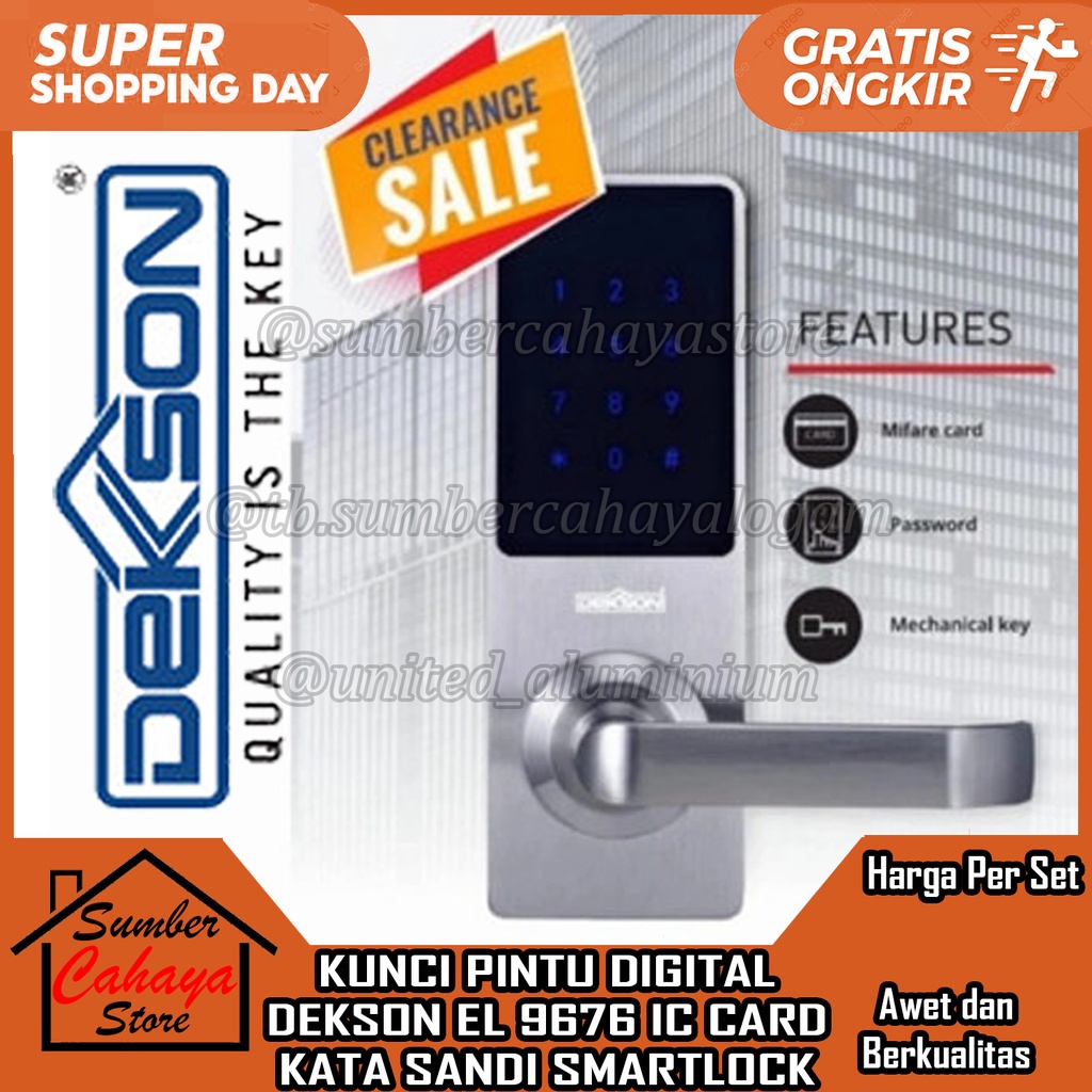 Jual KUNCI PINTU DIGITAL DEKKSON DEKSON EL 9676 HOME PINTAR IC CARD ...