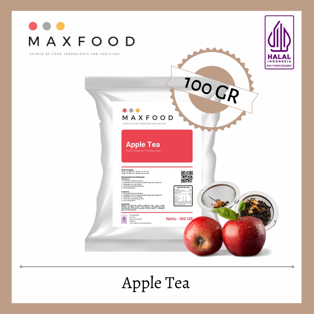 Jual MAXFOOD - Apple Tea / Teh Apel/ Bubuk Teh Rasa Apel 100 Gram ...