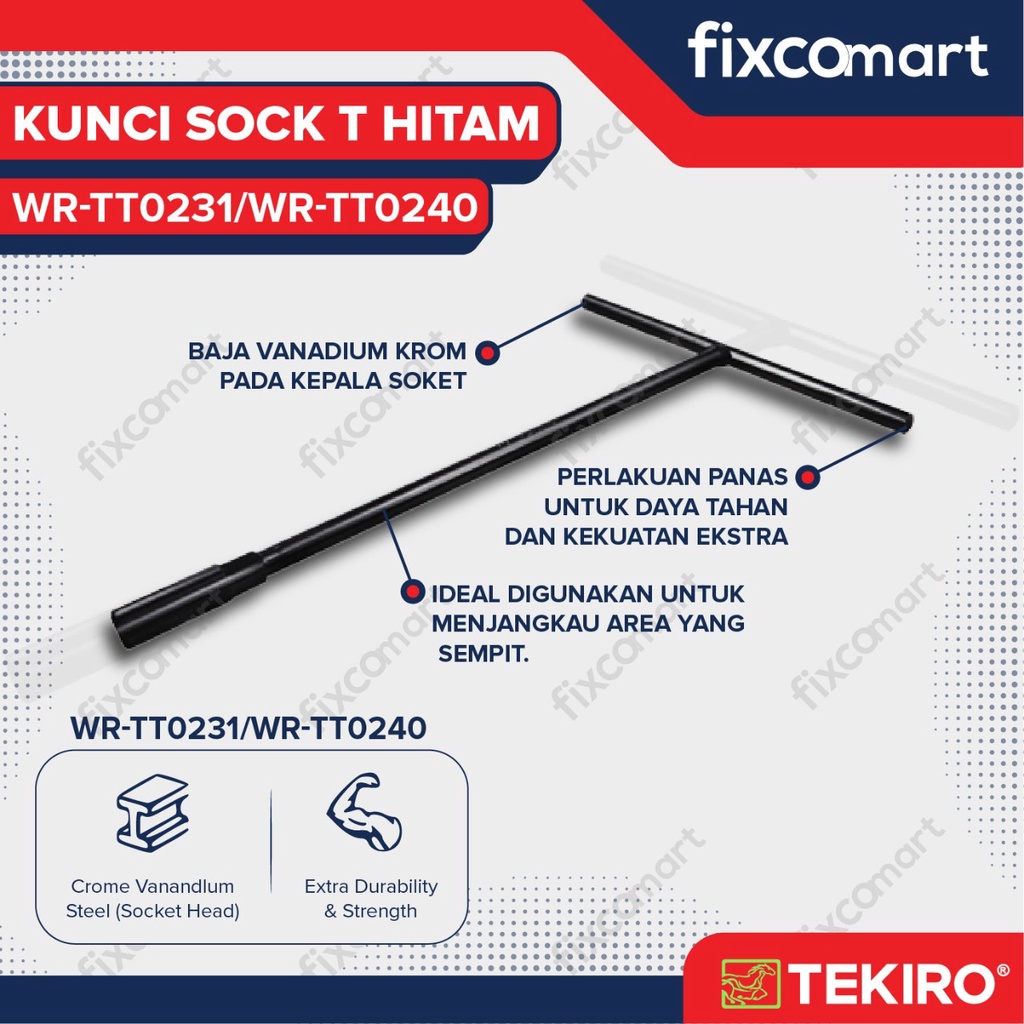 Jual FIXCOMART - Tekiro Kunci Sok T Hitam Satuan Ukuran 7 - 19 mm ...