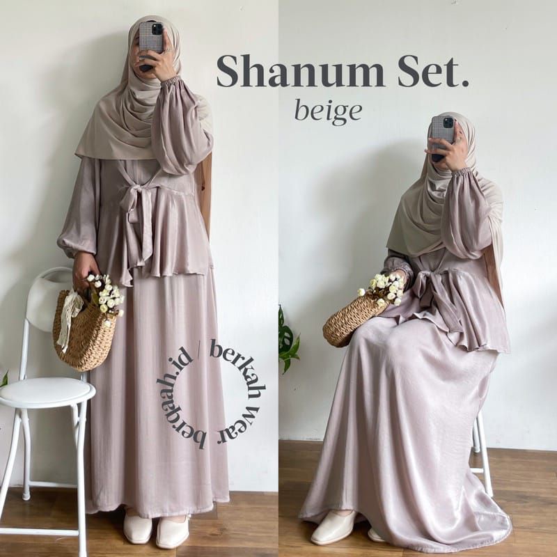 Jual shanum set warna beige by Berqaah.id | Shopee Indonesia