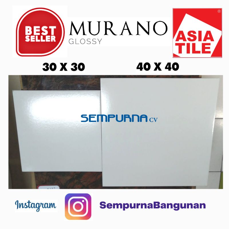 Jual Keramik ubin lantai dinding tembok Asia Tile Murano putih polos ...