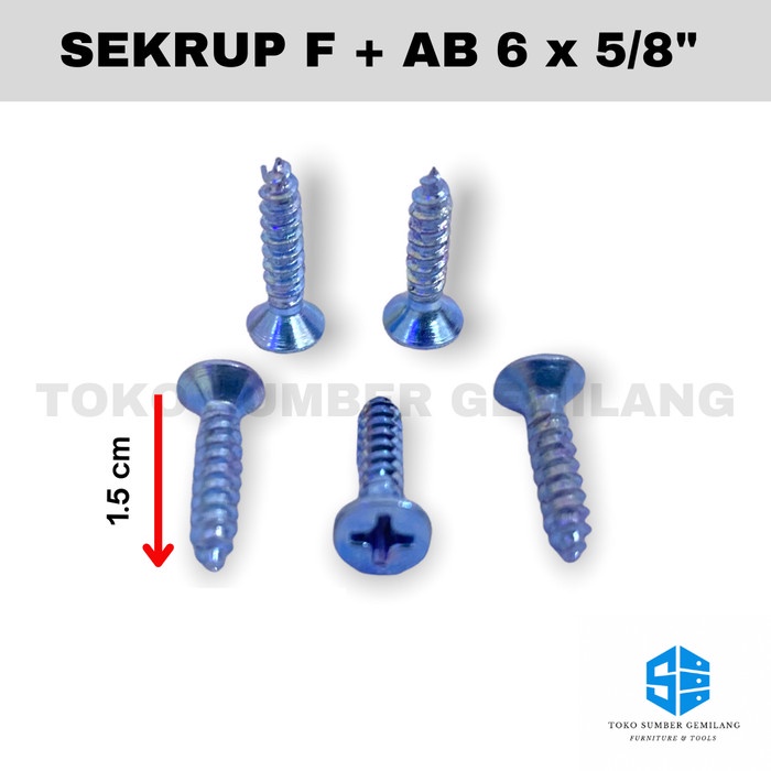 Jual Sekrup F + AB #6 x 5/8" (1.5cm) isi 100 pcs | Shopee Indonesia