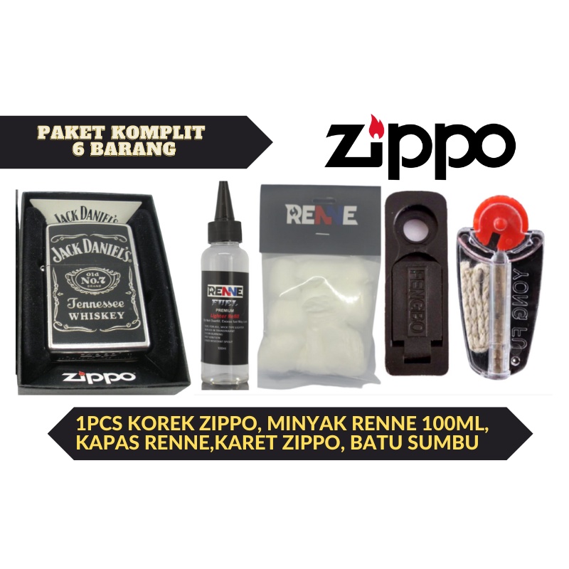 Jual Korek Api Zippo Silver Jack Daniels Lengkap Plus Minyak Kapas Batu ...