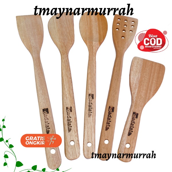 Jual Viral 1 Set isi 5 Peralatan Masak Kayu Mahoni Sutil / Sendok Sayur ...
