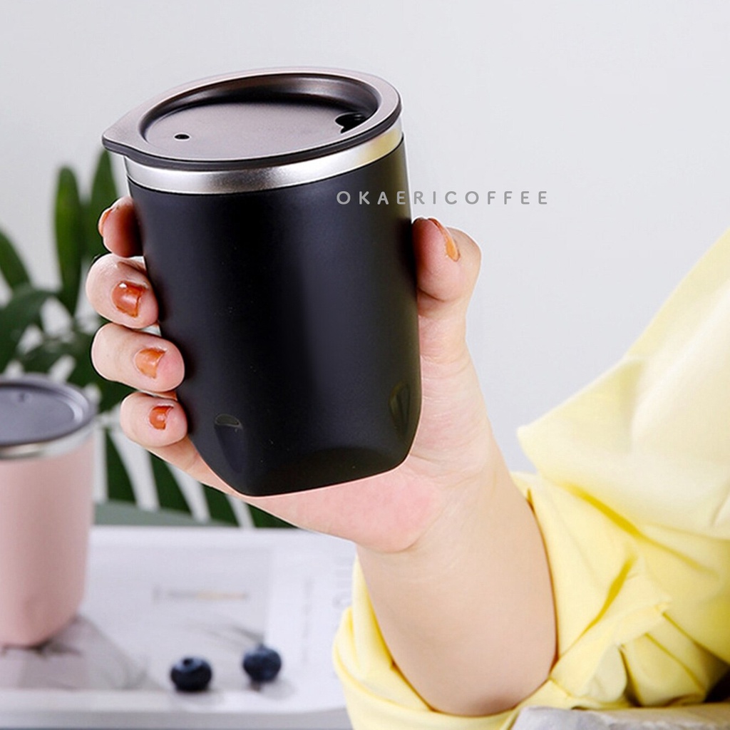 Jual Stainless Mug NO Handle 300ml + Lid / Cangkir Gelas Minum Kopi Teh ...
